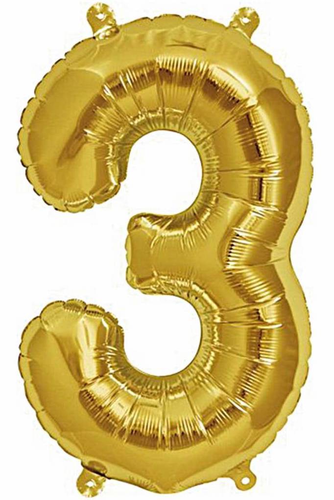 Foil Helium Balloon #3 Gold - 100cm (for sale) | Carlton Party Hire