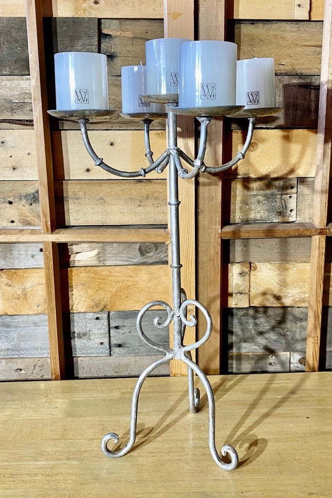 Candle Stand Table 5 Holder Pewter | Carlton Party Hire