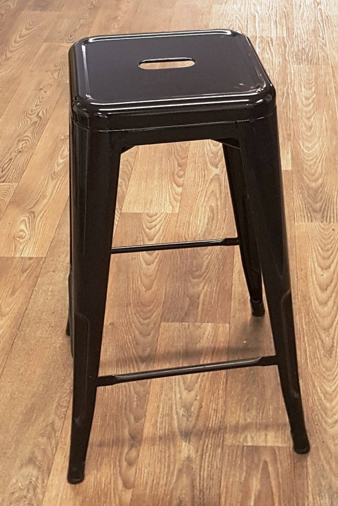 Bar Stool Metal Shiny Black 65cm | Carlton Party Hire