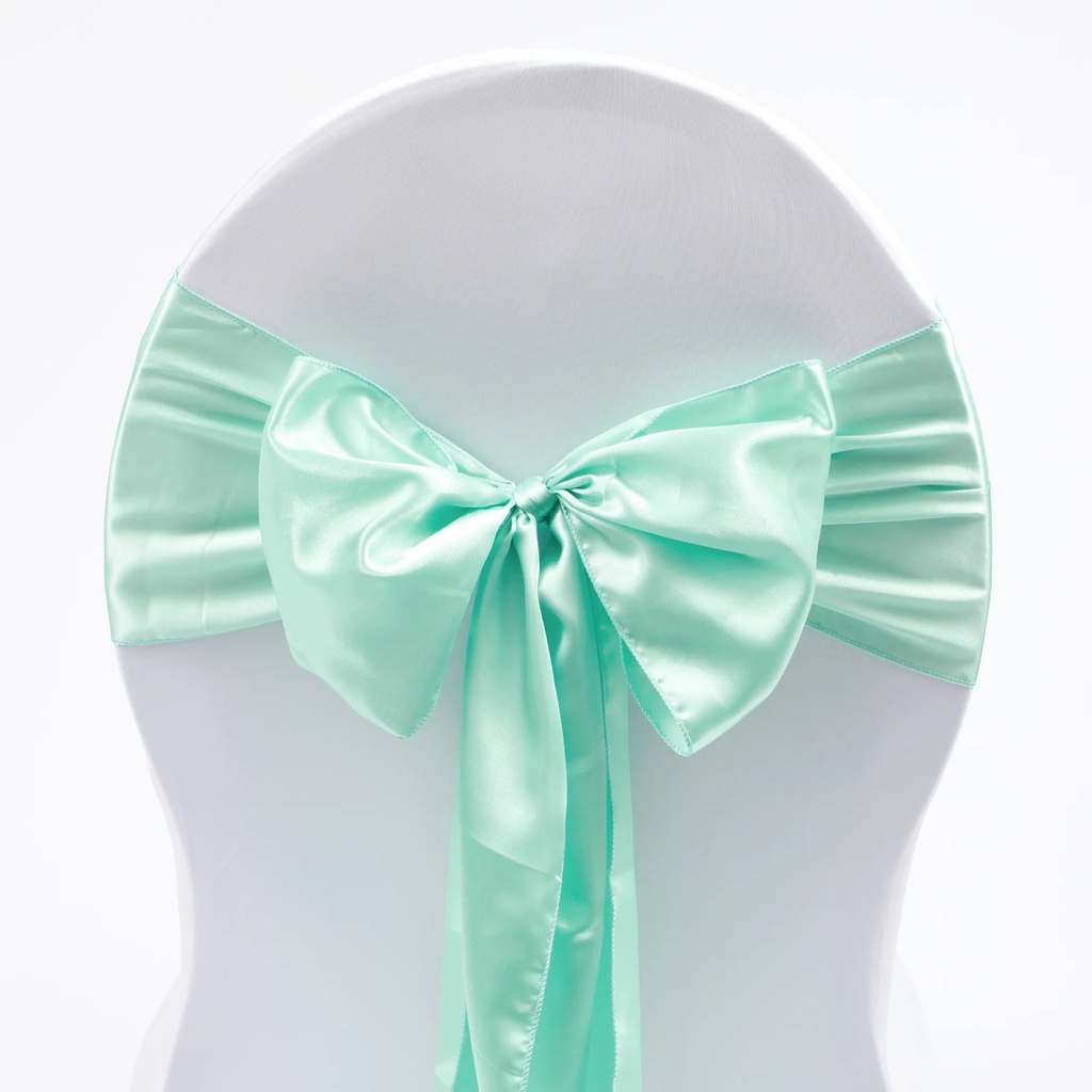 Linen - Chair Sash Satin Mint | Carlton Party Hire
