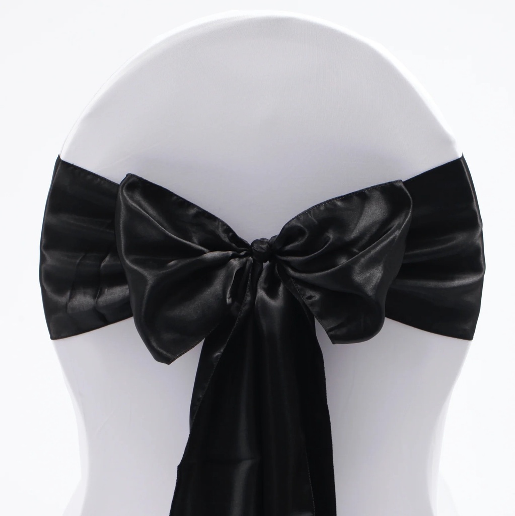 Linen - Chair Sash Satin Black | Carlton Party Hire