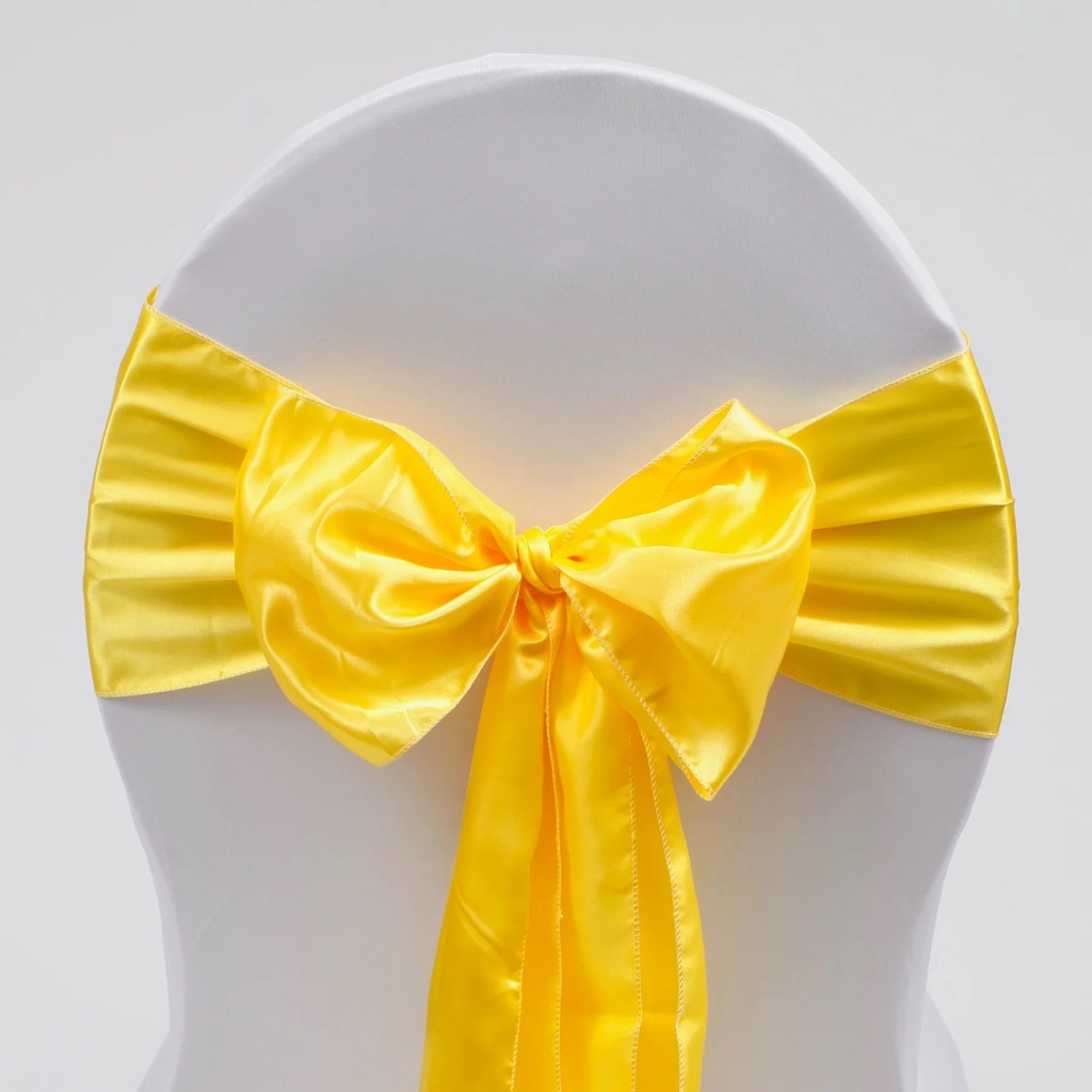 Linen - Chair Sash Satin Yellow | Carlton Party Hire