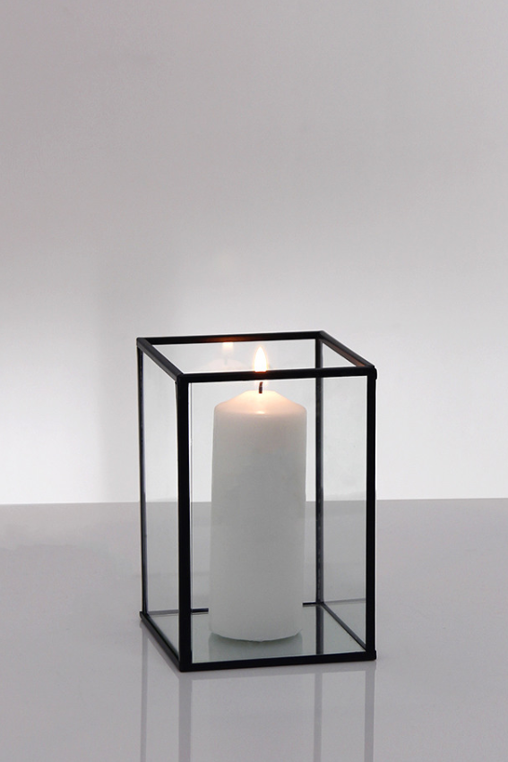 Metal Frame Glass Candle Box 15cm | Carlton Party Hire
