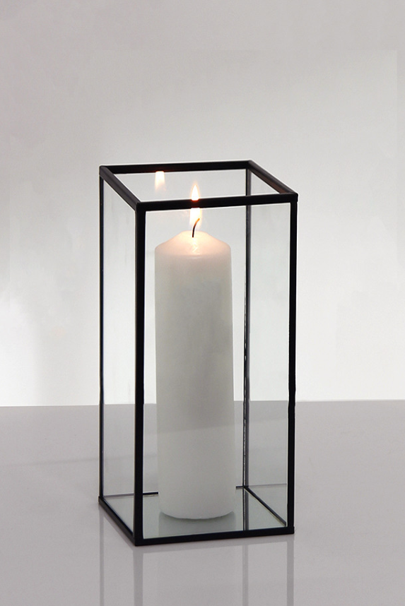 Metal Frame Glass Candle Box 22cm | Carlton Party Hire